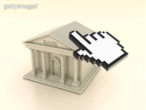 Bank Building with Hand Cursor 이미지 (1666309904) - 게티이미지뱅크