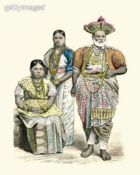 Traditional costumes of a Sinhalese family, Sri Lanka, History of ...
