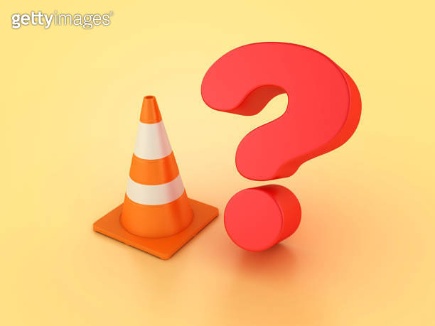 Traffic Cone with Question Mark (1745192887) - 게티이미지뱅크