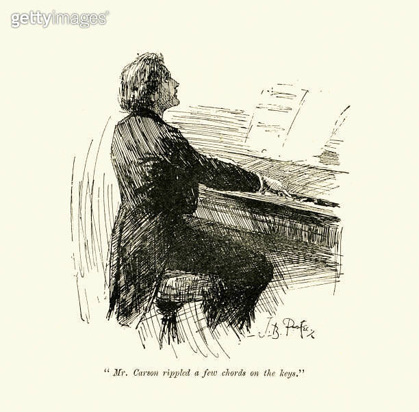 Vintage Illustration Pianist Man Playing The Piano Victorian