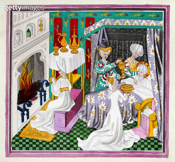 Medieval childbirth, Midwife, Baby, History, The Birth of St Edmund ...