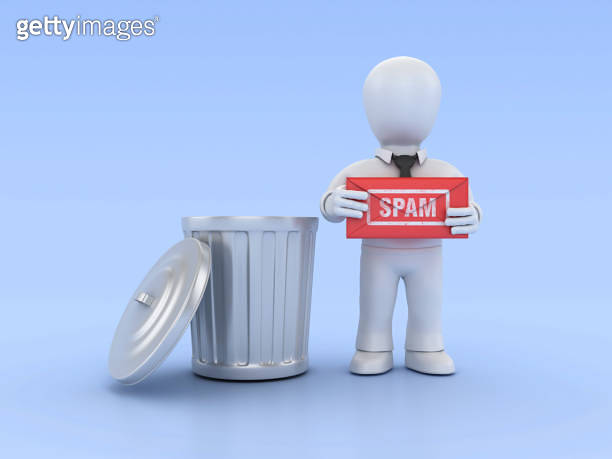 3D Spam Envelope with Garbage can and Business Character (1676005905 ...