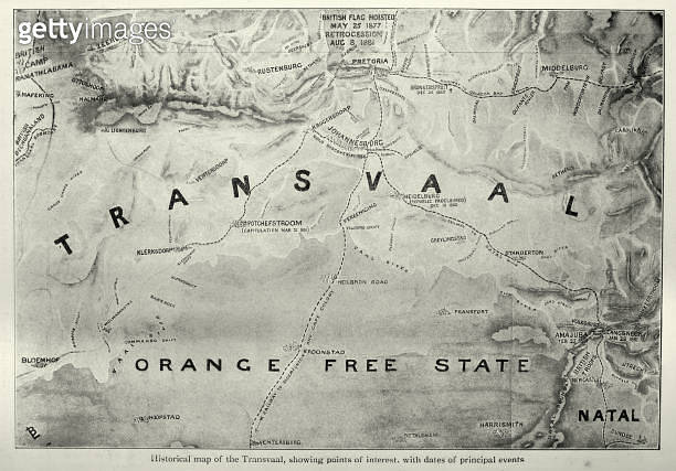 Vintage illustration of Map of the Transvaal, South Africa, 19th ...