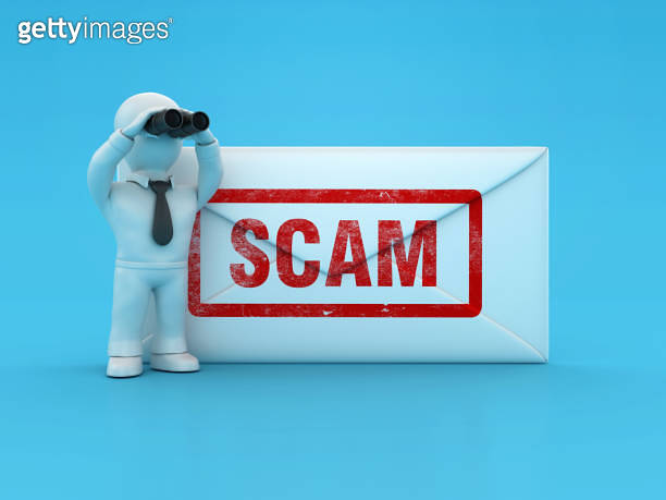 3D Scam Envelope and Business Character with Binoculars (1676010343 ...