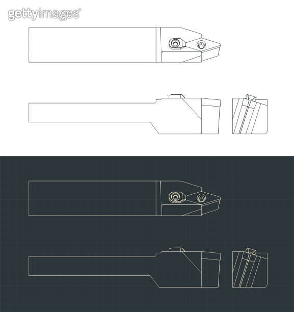 Inclined tool for CNC lathe blueprints (1462842500) - 게티이미지뱅크