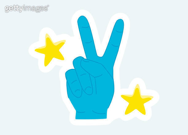 Human hand with two fingers shows victory and peace gesture. Vector ...