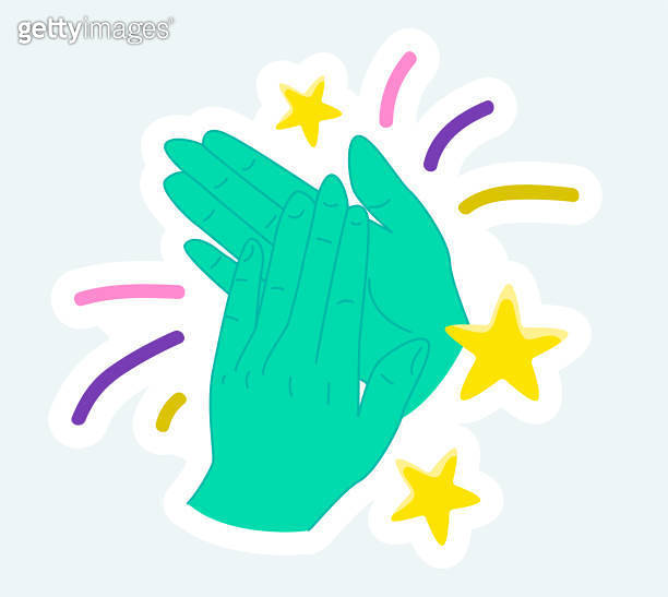 Human hands applauding, success and congratulations gesture. Vector ...