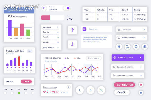 User interface elements set for accounting mobile app. Kit template ...