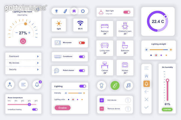 User Interface Elements Set For Smart Home Mobile App Kit Template