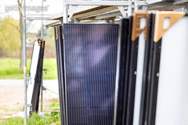 Solar Panels Staged for Installation at Construction Site (1846864171 ...