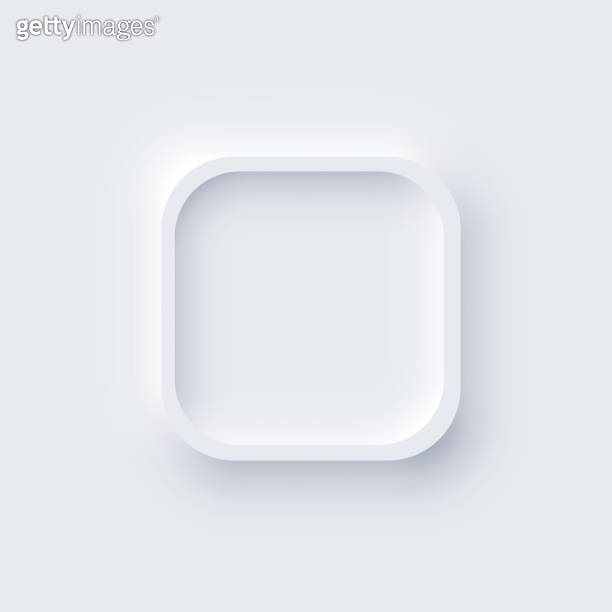 Neumorphism UI, square white button with shadow vector illustration ...