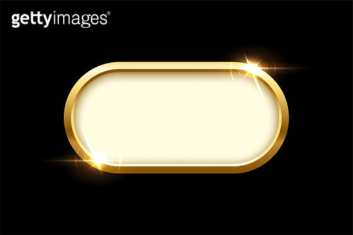 3d plate button of ellipse shape with golden frame vector illustration ...