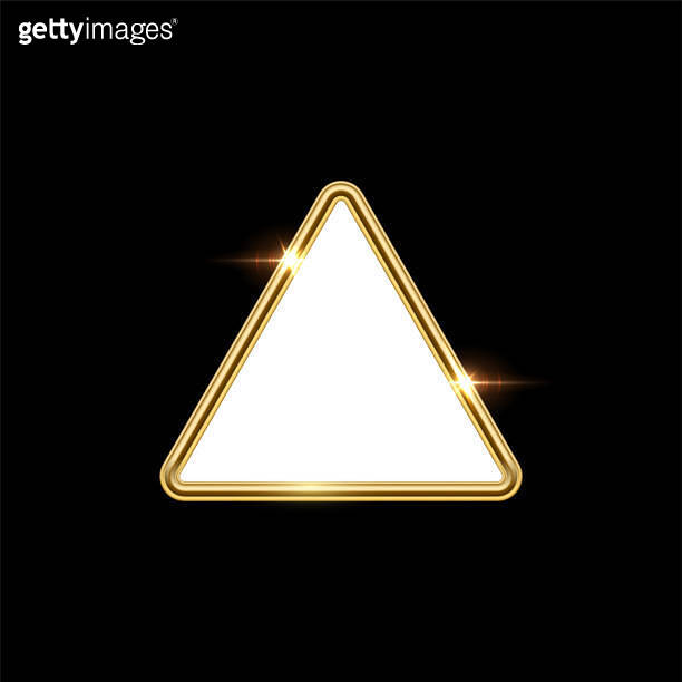 3d plate button of triangle shape with golden frame vector illustration ...