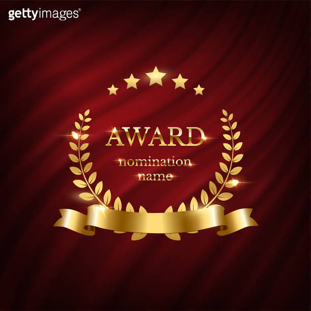 Winner nomination award with gold laurel wreath vector illustration ...