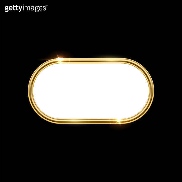 3d plate button of ellipse shape with golden frame vector illustration ...