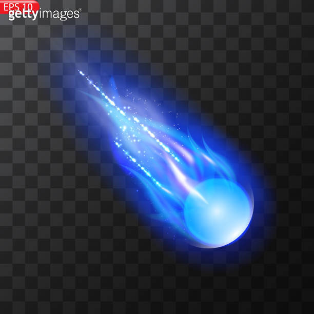 Blue comet. Comet shooting effect and glowing asteroids (1496568654 ...