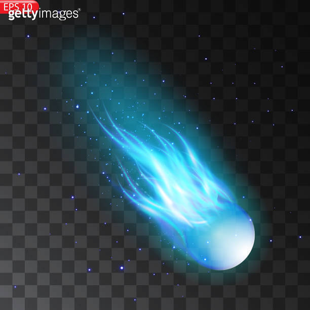 Blue comet. Comet shooting effect and glowing asteroids (1496568669 ...