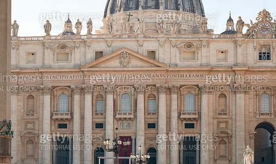 Fragment of Basilica of St. Peter in the Vatican and column on Saint ...