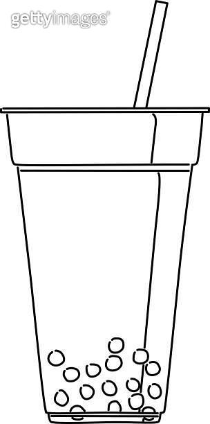 Tapioca milk tea Bubble Tea_line drawing 이미지 (1626391600) - 게티이미지뱅크