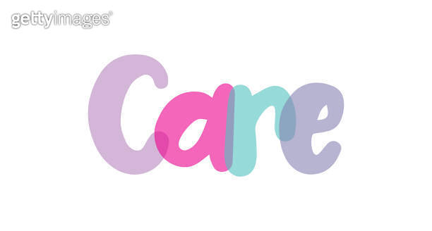 Care typography lettering background sign banner, label, sticker, text ...