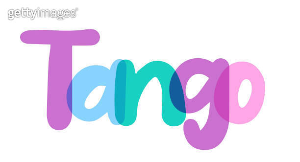 Tango sign title, typography sign, lettering, pink, purple, blue, lilac ...