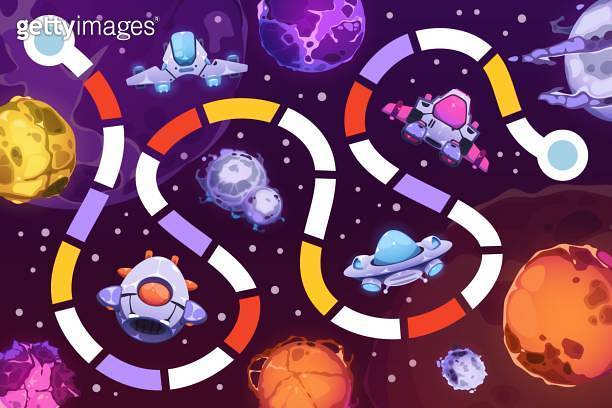 Space board game. Child fantasy universe riddle labyrinth puzzle ...