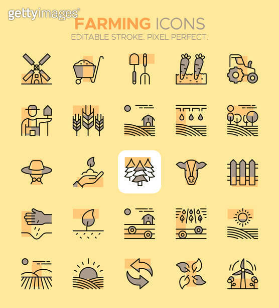 Colorful Farming and Mill Icon Set - Agriculture, Wheelbarrow and ...