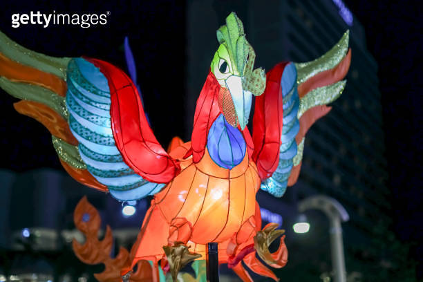 Chinese lantern colourful decorative chicken decoration around the ...