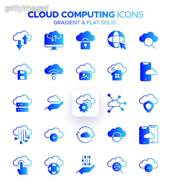 Cloud Computing Icon Set with Gradient Colors - 25 Modern Icons for ...