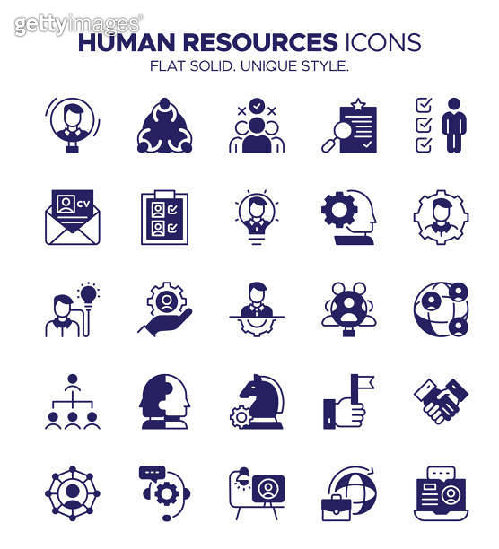 Human Resources Icon Set Solid Style - Recruitment, Employee Management ...