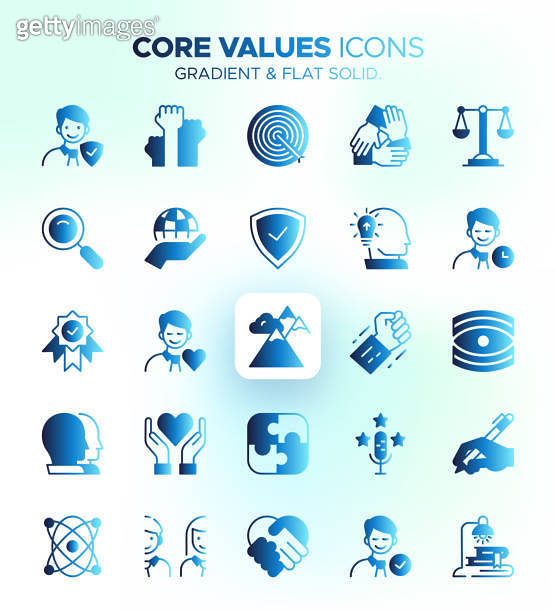Core Values Icon Set Gradient Color - Integrity, Excellence, Teamwork, Innovation ...