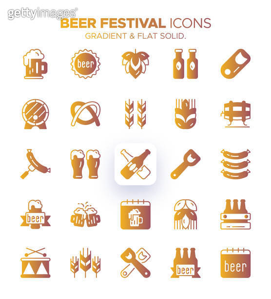 Beer Festival Icon Set with Gradient Colors - 25 Fun and Festive Icons ...