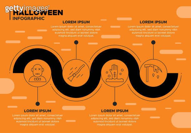 Spooky Halloween Infographic Template with Ghosts and Pumpkins 이미지 ...