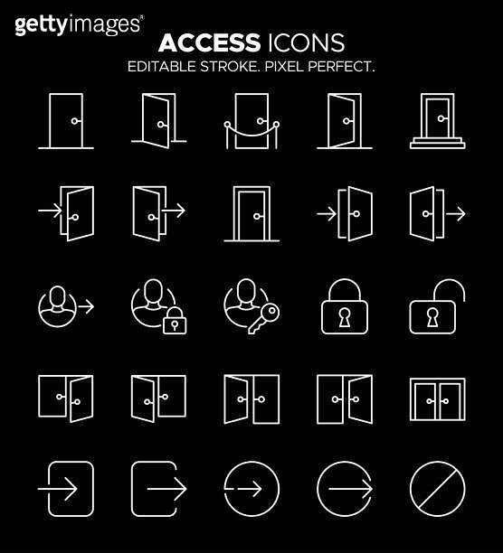 Doorways and Access Icon Set - Entrance, Exit, Login, and Directional ...