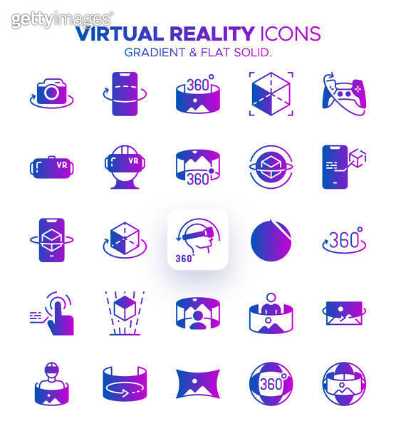 Virtual Reality Icon Set with Gradient Colors - VR, Virtual Environment ...