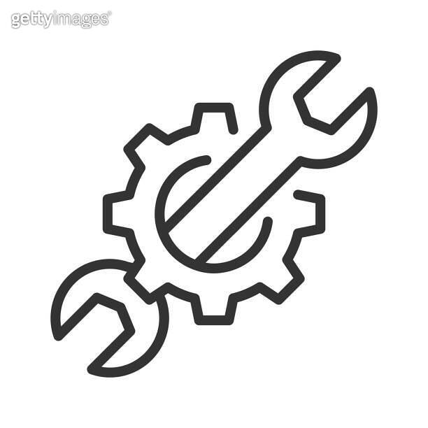 Gear and Wrench Icon - Industrial Tools and Mechanics Symbol ...