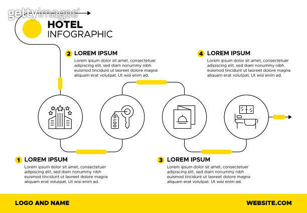 Hotel Infographic Template - Bed, Hotel Reception, Service Bell ...