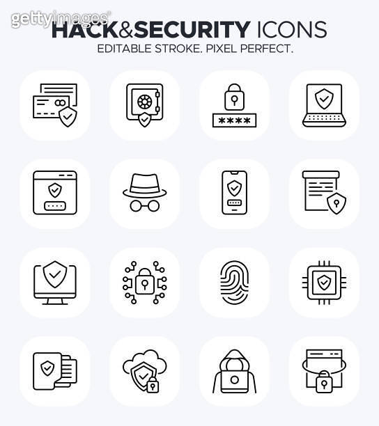Cyber Security Icons - Hacking, Security, Firewall and Vulnerability ...