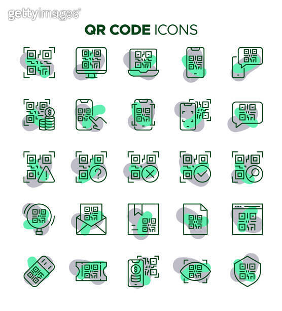 Colorful QR Code Icon Set - Bar Code, Bar Code Reader, Coding, Scanning ...