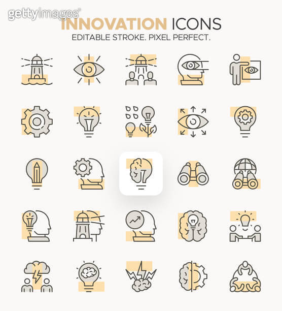 Colorful Innovation Icon Set - Vision, Seeing, Brainstorming and ...