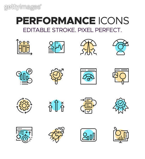 Performance Icon Set - Efficiency, Productivity, Metrics, Goals ...