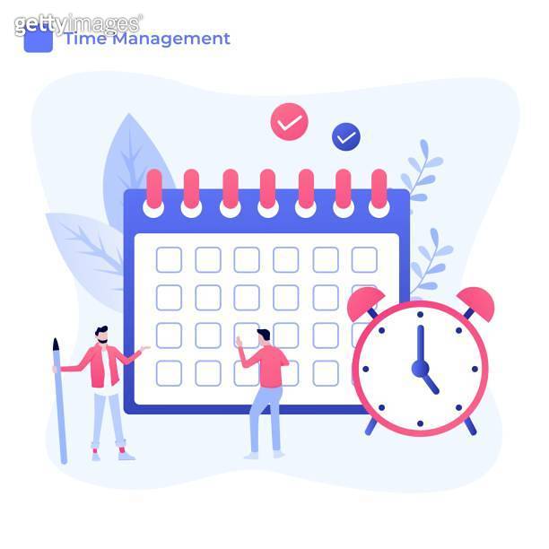 Effective time management symbols flat elements set with tasks planning ...