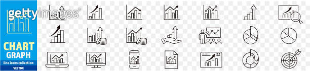 Chart Graph line icons set editable stroke vector illustration 이미지 ...
