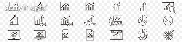 Chart Graph line icons set editable stroke vector illustration ...