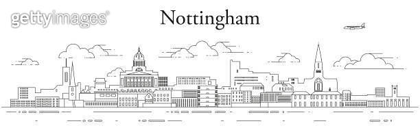 Nottingham cityscape line art vector illustration (1640684826) - 게티이미지뱅크