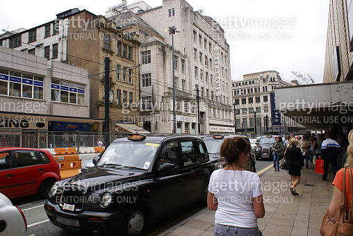Hackney carriage British cab in Leeds city centre, United Kingdom ...