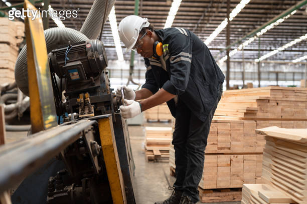 African American technician craft man control machine and checking ...
