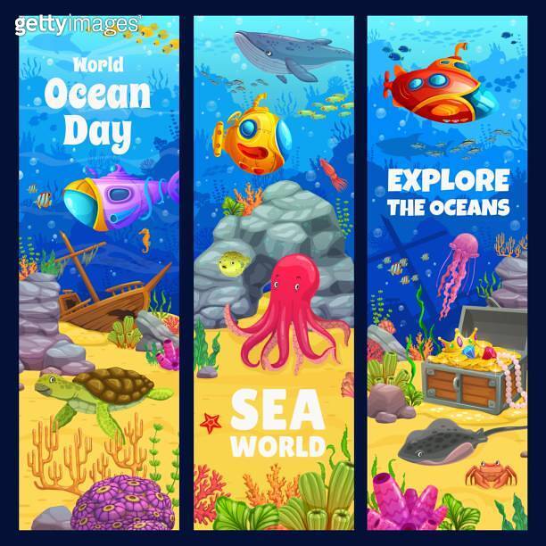 Ocean day, sea world, cartoon underwater landscape 이미지 (1628738666 ...