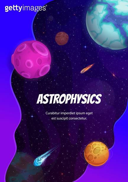 Astrophysics poster with starry galaxy and planets (1481087903) 일러스트 ...