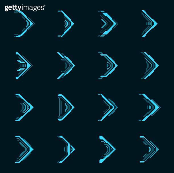 HUD futuristic arrow cursors, interface navigation 이미지 (1479887982) - 게티이미지뱅크